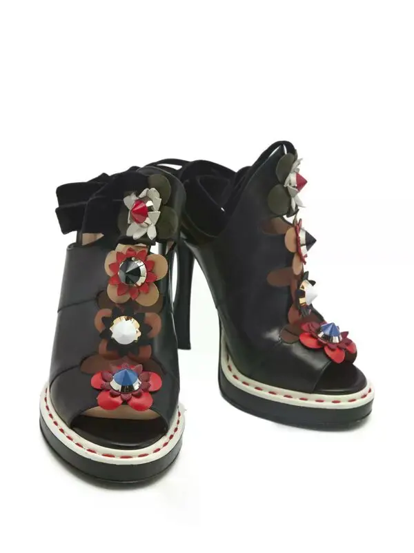 Fendi Floral-appliqué Ankle-straps Sandals