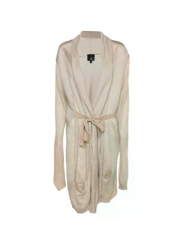 Roberto Cavalli Beige Stretch-knit Belted Cardigan - Neutrals