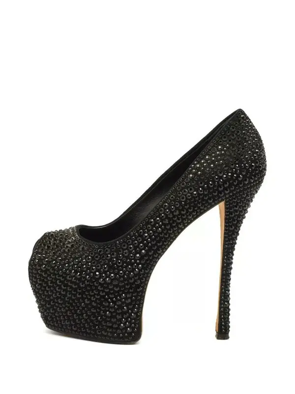 GIUSEPPE ZANOTTI Liza Crystal-embellished Peep-toe Pumps - Black