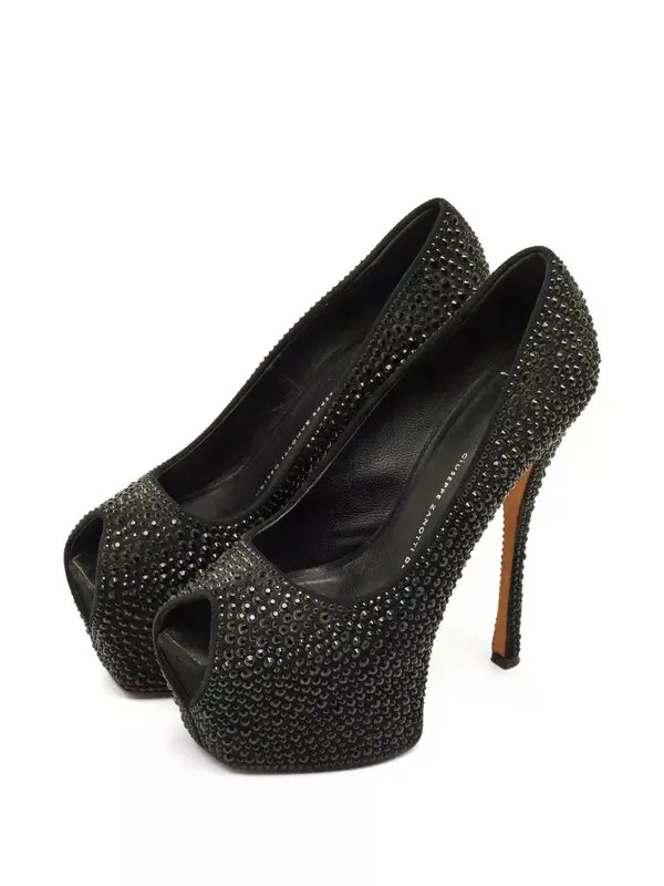 GIUSEPPE ZANOTTI Liza Crystal-embellished Peep-toe Pumps - Black