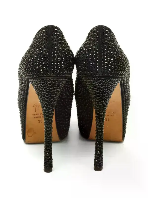 GIUSEPPE ZANOTTI Liza Crystal-embellished Peep-toe Pumps - Black