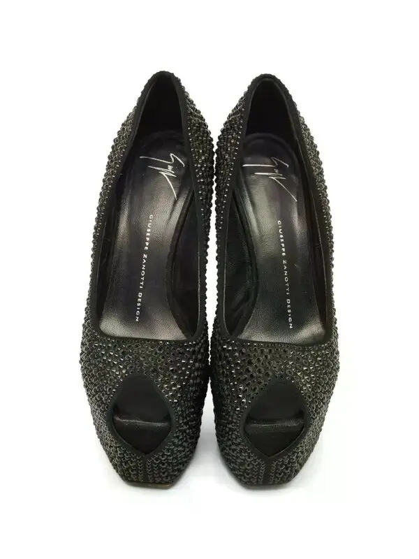 GIUSEPPE ZANOTTI Liza Crystal-embellished Peep-toe Pumps - Black