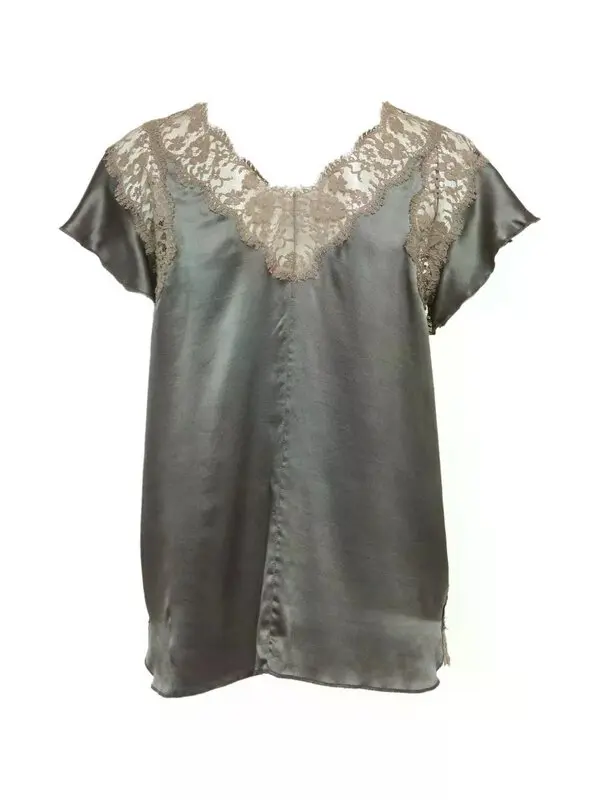 Dolce & Gabbana Lace-trim Satin Top - Green