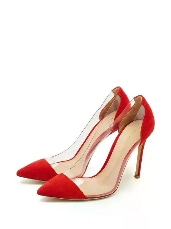 GIANVITO ROSSI Suede And Transparent Paneled Stiletto Pumps - White
