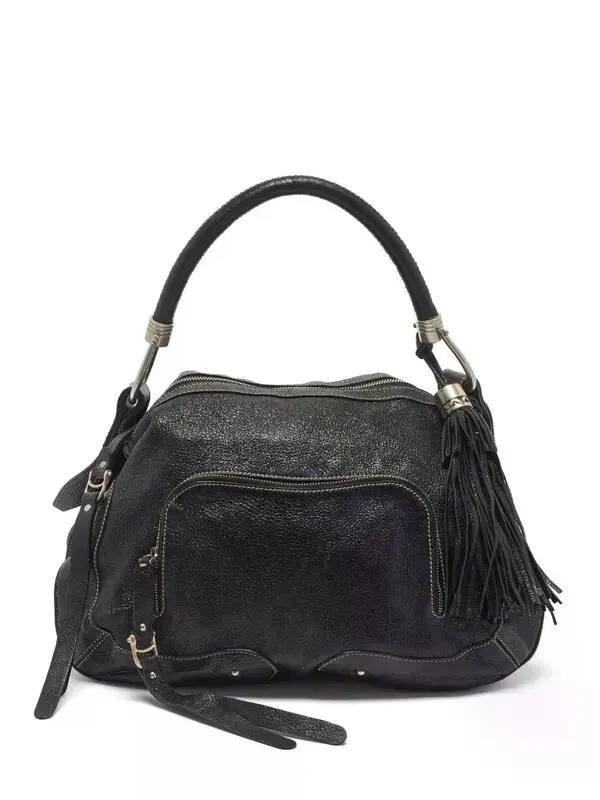 AIGNER Leather Shoulder Bag With Tassel Detail - Black