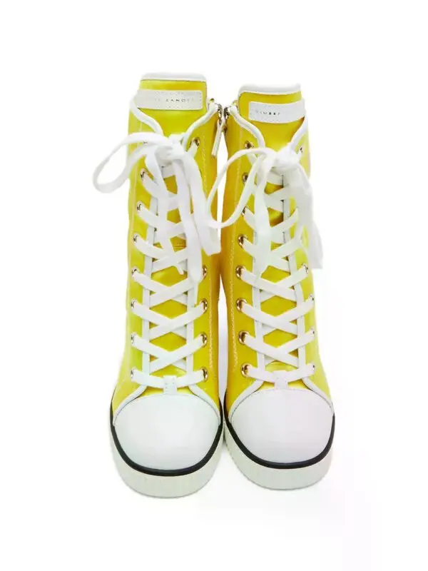 GIUSEPPE ZANOTTI Satin Lace-up Platform Block Heel Ankle Boots