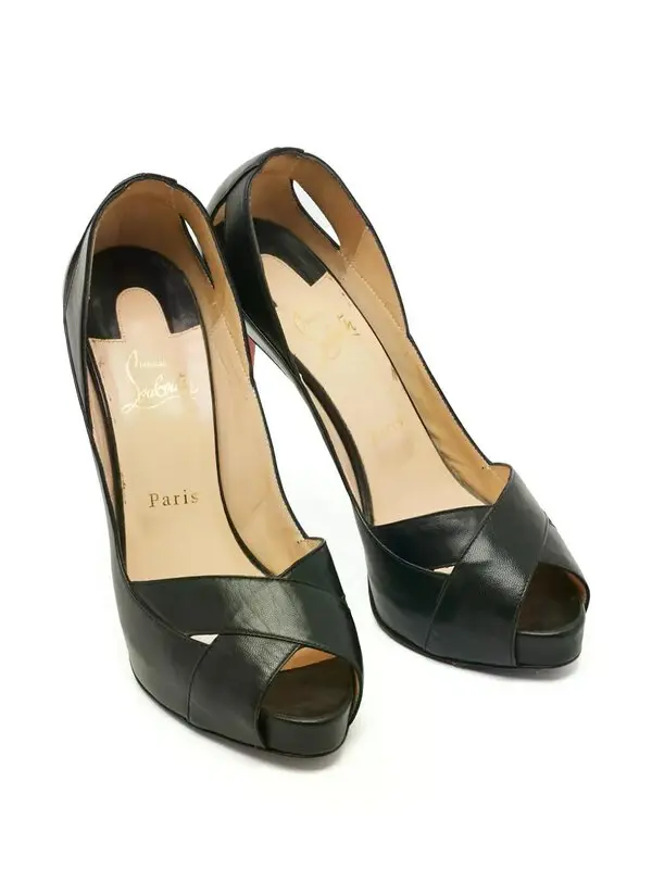CHRISTIAN LOUBOUTIN Academia Leather Peep Toe Pumps