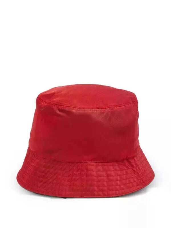 Prada Enamel Triangle Logo Bucket Hat - Red
