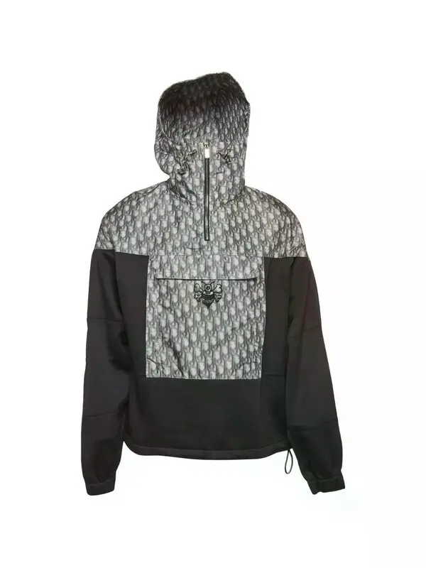Dior X Stüssy Blurred Oblique Quarter-zip Hoodie - Black