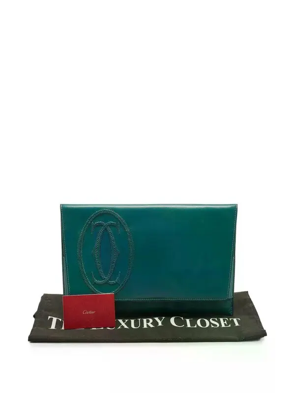 Cartier Embossed Logo Flap Clutch Bag