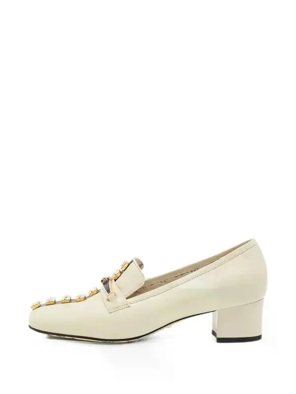 Gucci Crystal-embellished Block-heel Loafer Pumps