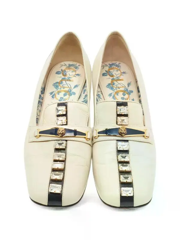 Gucci Crystal-embellished Block-heel Loafer Pumps