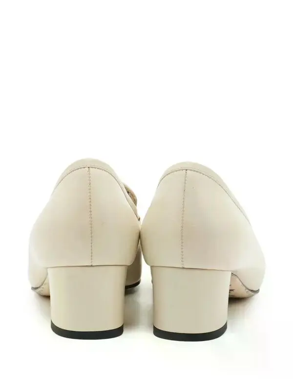 Gucci Crystal Embellished Leather Block Heel Loafer Pumps