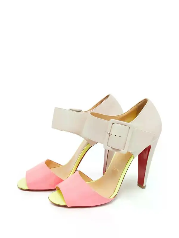 CHRISTIAN LOUBOUTIN Beige Patent Ankle-strap Sandals