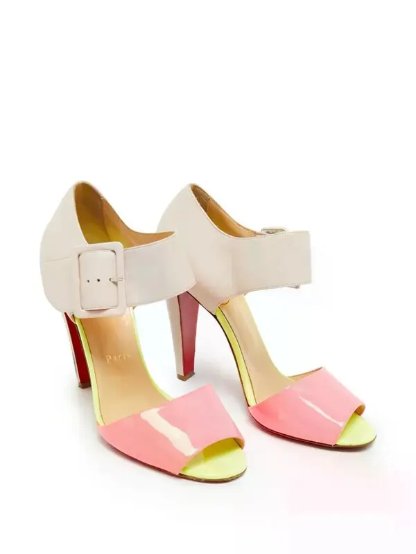 CHRISTIAN LOUBOUTIN Beige Patent Ankle-strap Sandals