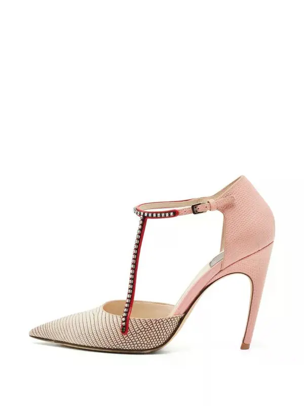 Dior Crystal-embellished T-bar Heeled Pumps - Pink