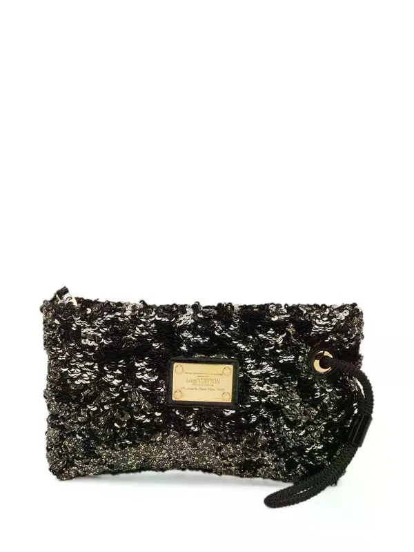 LOUIS VUITTON 2010 Pochette Rococo Sequin-embellished Clutch Bag - Black