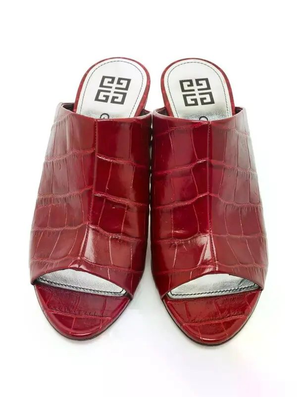 Givenchy Triangle Croc-embossed Heeled Mules