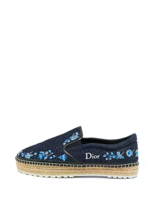 Dior Prairie Embroidered Slip-on Espadrilles - Blue