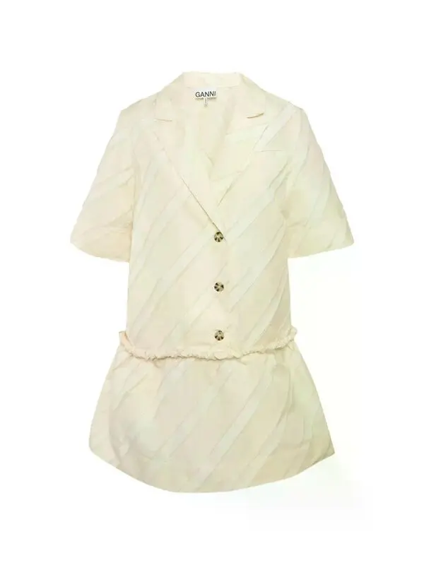 GANNI Striped Mini Dress - Neutrals