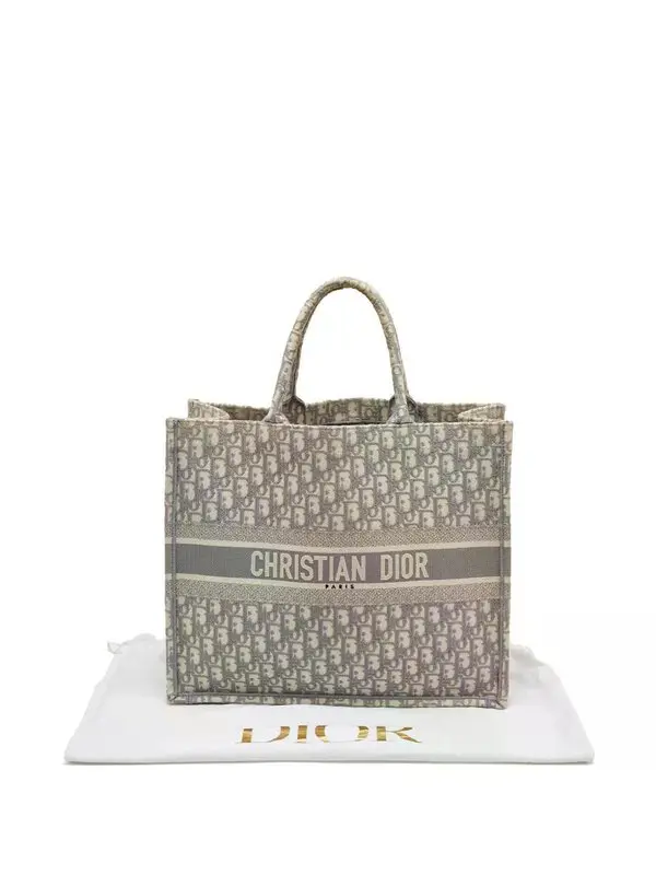 Dior Large Book Oblique Tote Bag - Grey