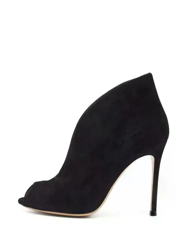 GIANVITO ROSSI Suede Vamp Peep-toe Stiletto Heeled Ankle Boots