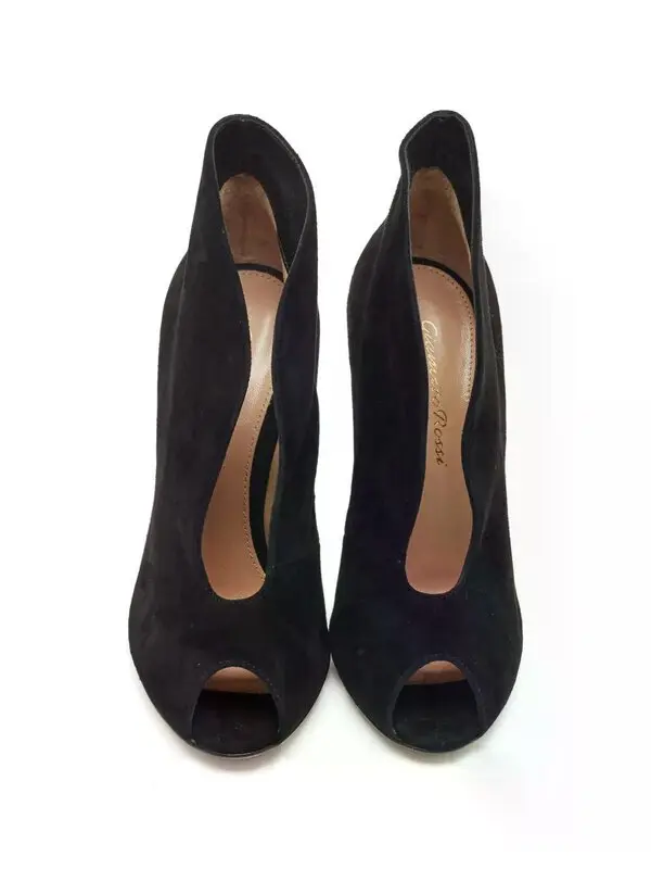 GIANVITO ROSSI Suede Vamp Peep-toe Stiletto Heeled Ankle Boots