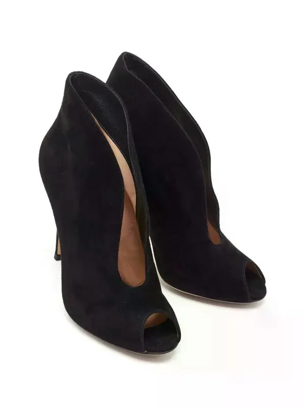 GIANVITO ROSSI Suede Vamp Peep-toe Stiletto Heeled Ankle Boots