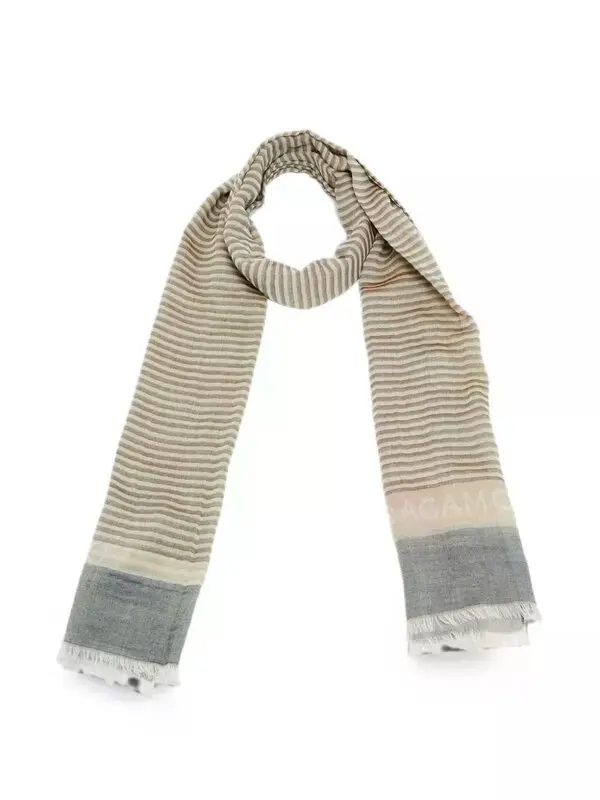 FERRAGAMO Striped Fringed Scarf