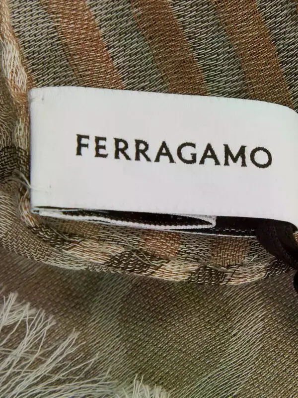 FERRAGAMO Striped Fringed Scarf