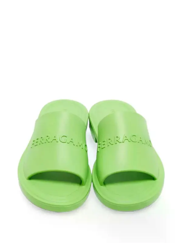 FERRAGAMO Giuneva Logo-embossed Slides - Green
