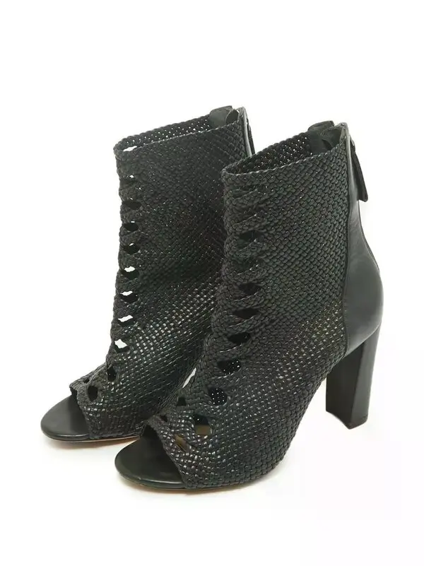 ALEXANDRE BIRMAN Woven-leather Open-toe Ankle Boots