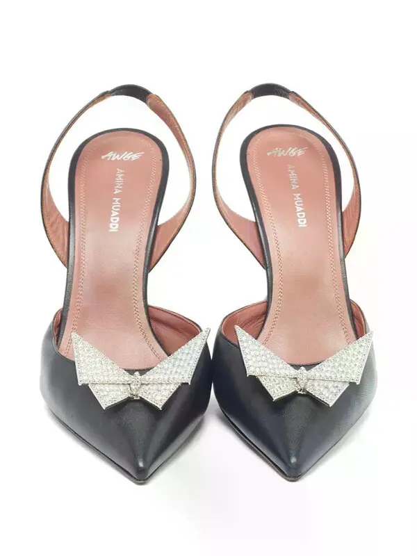 Amina Muaddi Phoenix Crystal Embellished Slingback Pumps - Black
