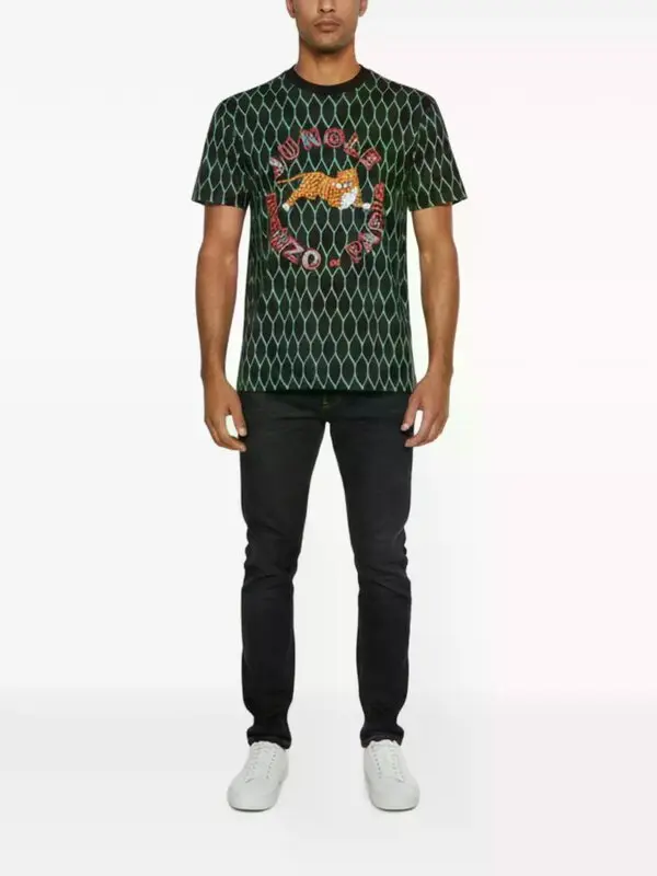 Kenzo X H&m Tiger-print Crew-neck T-shirt - Black