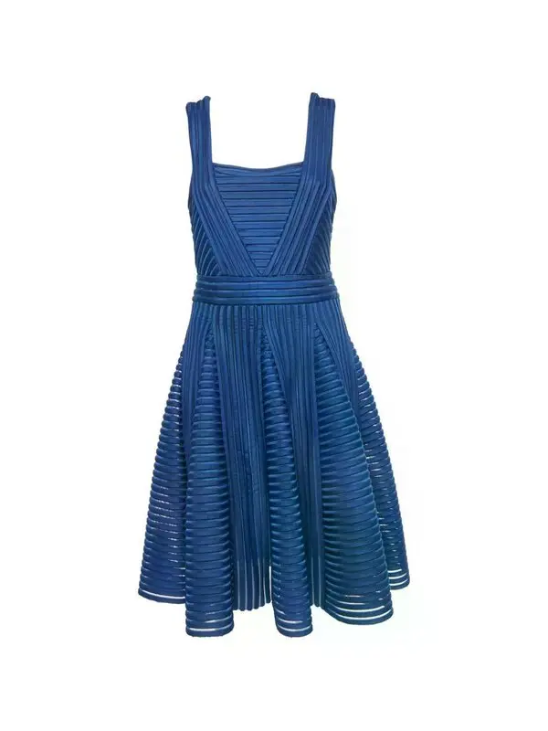 Maje Striped Mesh-panel Minidress - Blue
