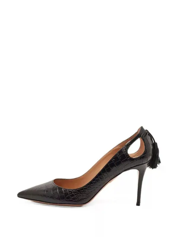 AQUAZZURA Croc-embossed Tassel Pumps