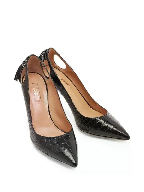AQUAZZURA Croc-embossed Tassel Pumps