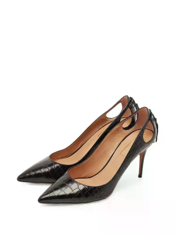 AQUAZZURA Croc-embossed Tassel Pumps