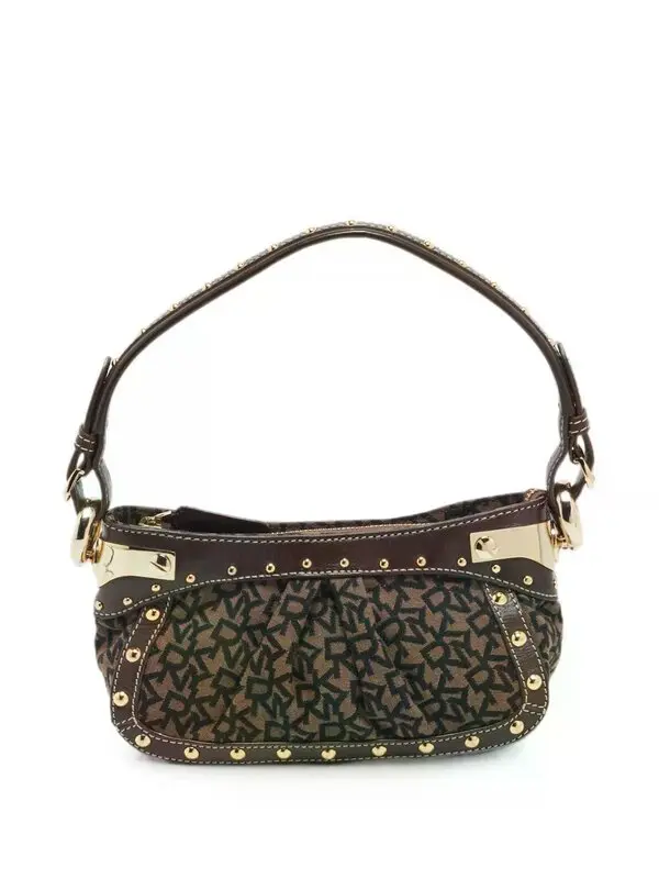 Dkny Studded Logo-jacquard Shoulder Bag - Neutrals