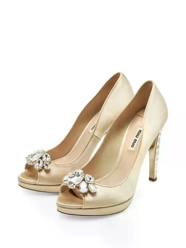 Miu Miu Crystal-embellished Platform Pumps