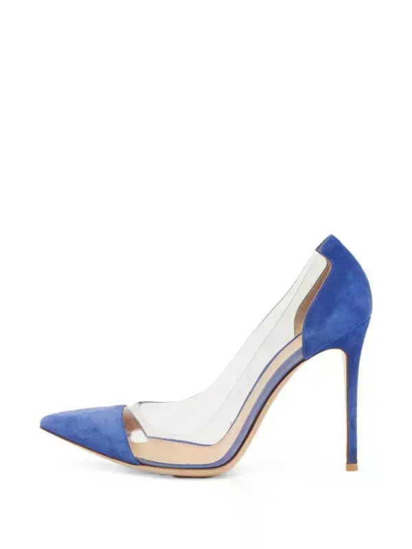 GIANVITO ROSSI Plexi Pointed-toe Suede Heeled Pumps - Blue