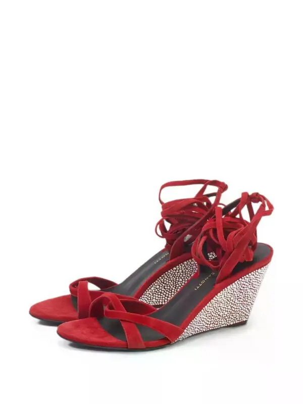 GIUSEPPE ZANOTTI Crystal-embellished Lace-up Sandals - Red