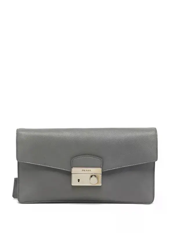 Prada Saffiano Soft Clutch Bag - Grey