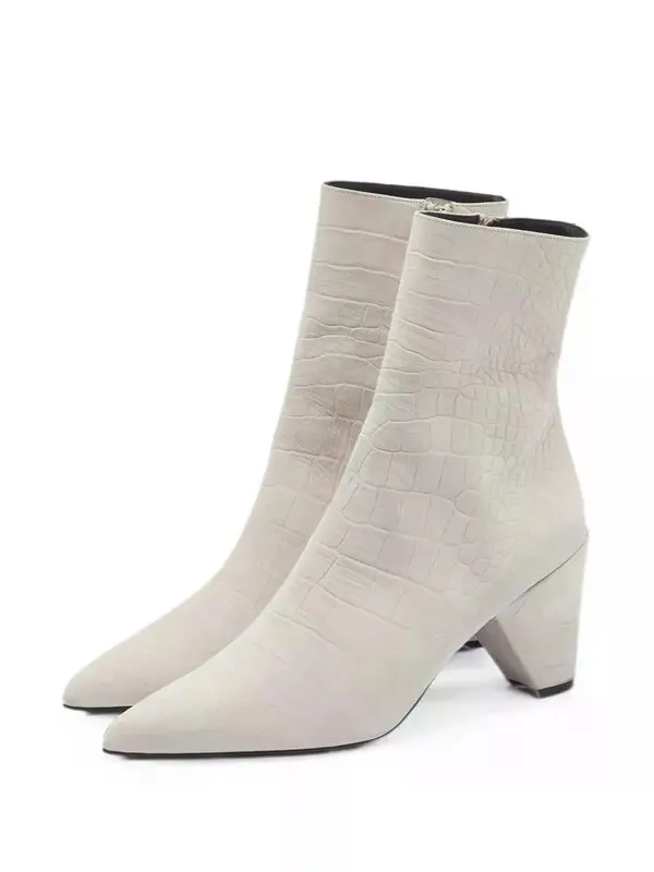 Amiri Pointed-toe Heeled Ankle Boots - White