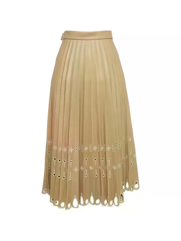 Simkhai Laser-cut Pleated Midi Skirt