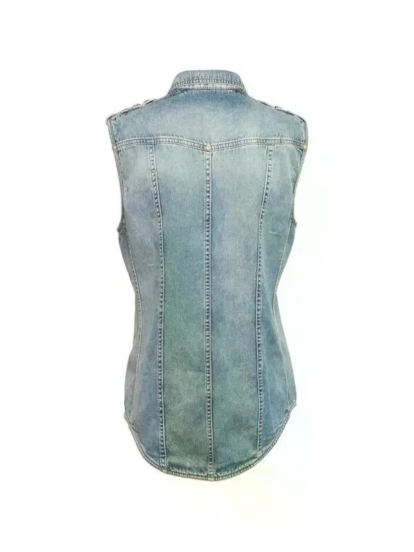 Balmain Faded Denim Sleeveless Shirt