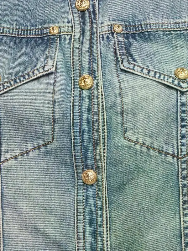 Balmain Faded Denim Sleeveless Shirt
