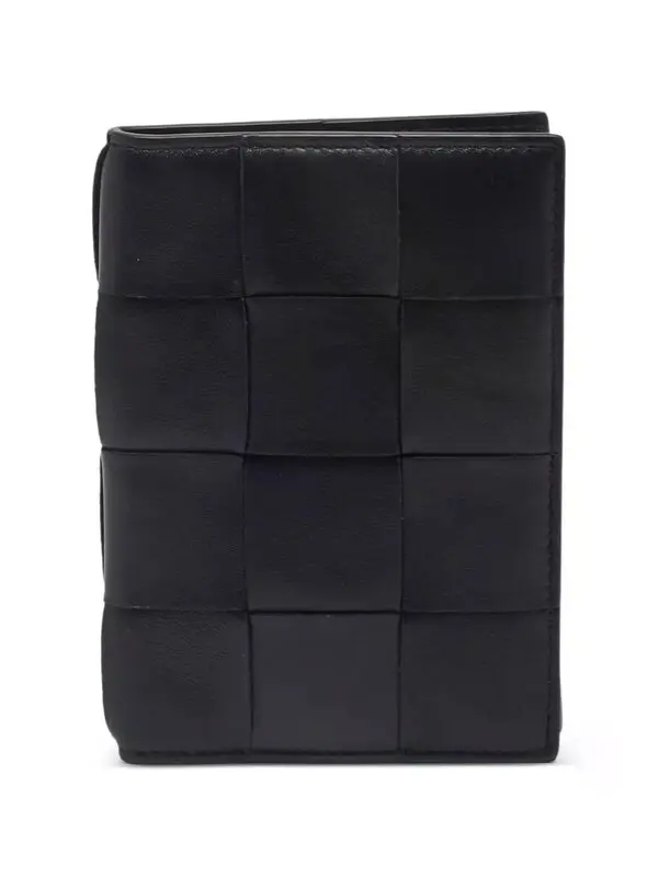 Bottega Veneta Intreccio Leather Passport Holder - Black
