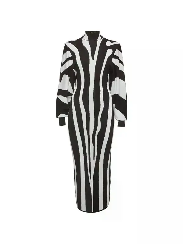 Balmain High-neck Midi Dress - Black