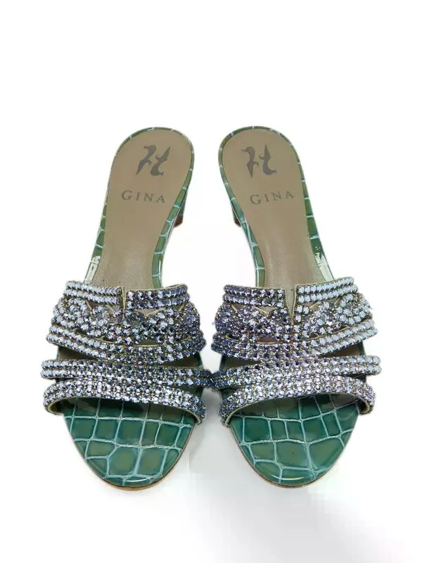 GINA Croc-effect Embellished Sandals